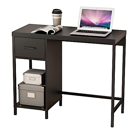 Homenations 36 W WoodMetal Student Desk With Storage Black - Office Depot