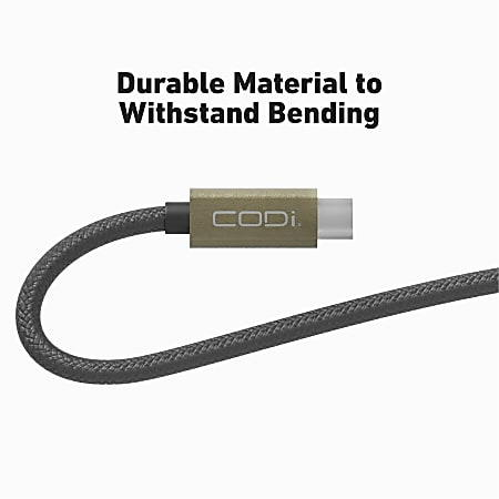 CODi USB C to USB C Charge Sync Cable 3ft Braided Nylon - Office Depot