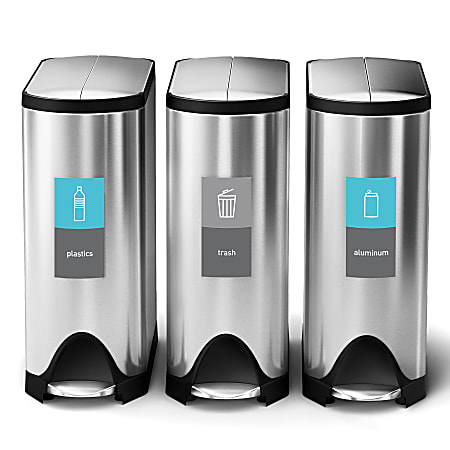 simplehuman Magnetic Trash Label Glass 4 x 8 Gray - Office Depot