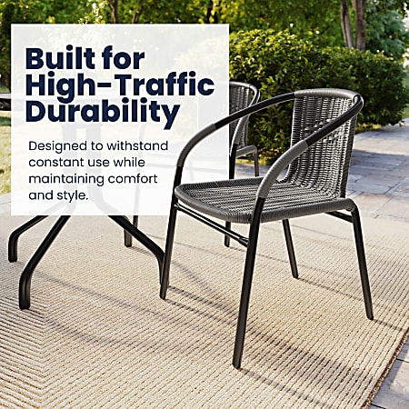 Flash Furniture 4 Pack Gray Rattan Indooroutdoor Restaurant Stack Chair