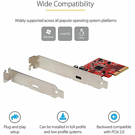 StarTech.com USB 3.2 Gen 2x2 PCIe Card USB C 20Gbps PCI Express 3.0 x4 ...