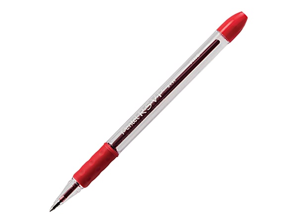 Pentel R.S.V.P. Ballpoint Pens Fine Point 0.7 mm Clear Barrel Red Ink Pack Of 12 Office Depot
