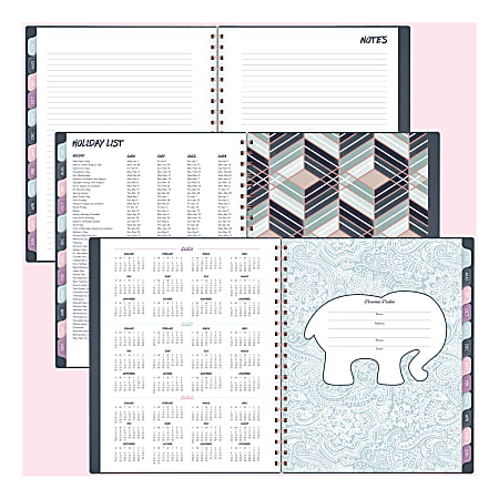 Cambridge Ivory Ella Die Cut Academic WeeklyMonthly Wirebound Planner 8 ...