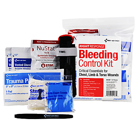 First Aid Only Bleed Control Enhanced Pro Kit Red - Office Depot