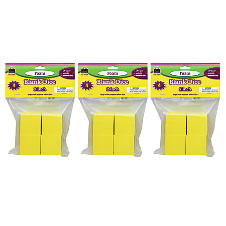 Teacher Created Resources Foam Blank Dice 2 Yellow 4 Dice Per Pack Case ...