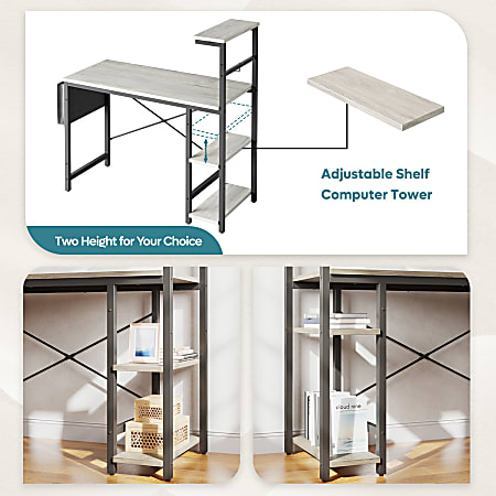 Bestier 45 W Computer Desk With LED Lights And 4 Tier Shelves Light ...