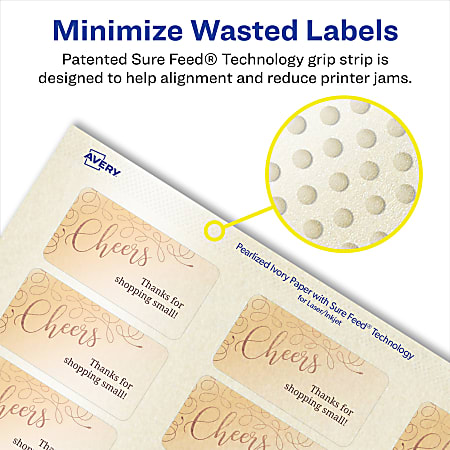 Avery Pearlized Permanent Labels With Sure Feed 94216 PIP100 Rectangle ...