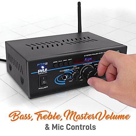 Pyle Mini Stereo Power Amplifier With Bluetooth 7 12 H x 6 12 W x 3 D ...