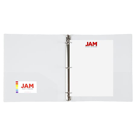 JAM PAPER 3 Ring Plastic Binder 1 inch White - Office Depot