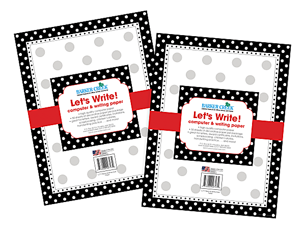 Barker Creek Computer Paper Letter Paper Size 60 Lb Black White Dot 100 ...