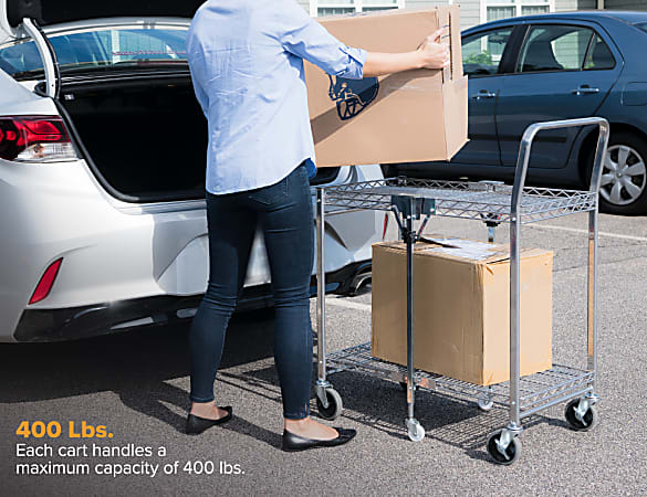 Bostitch Small Stow Away Folding Cart 39 x 19 12 x 31 Chrome - Office Depot