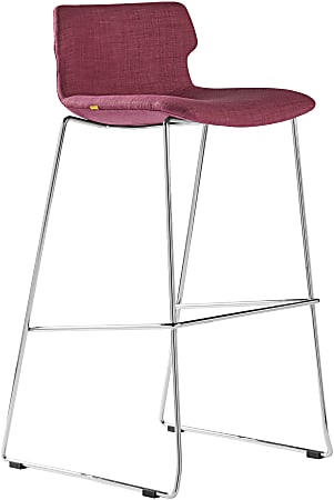 Eurostyle Alvin Upholstered Bar Stools, Cranberry/Chrome, Set Of 2 Stools