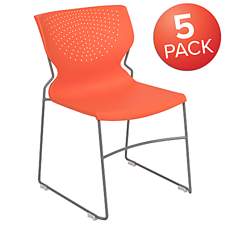 Flash Furniture HERCULES Series Full Back Stack Chairs Orange Set Of 5 ...