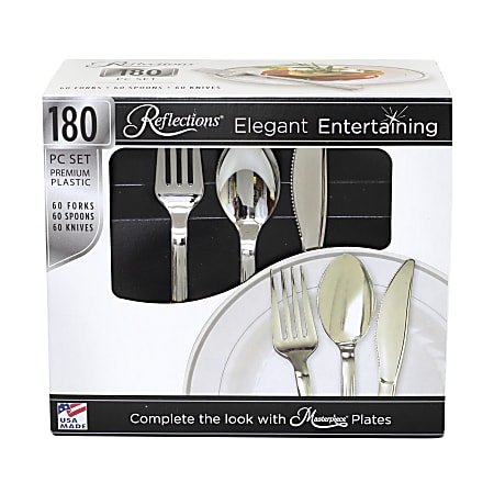 Reflections Premium 180 Piece Fork Knife Spoon Plastic Cutlery Set ...