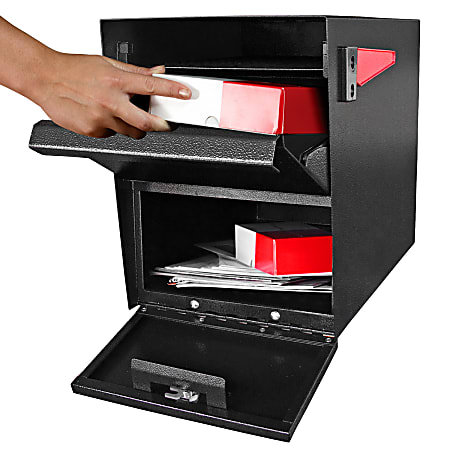 Mail Boss Package Master Locking Mailbox 16 12 H x 12 W x 21 12 D Black ...