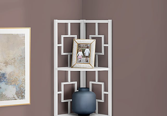 Monarch Specialties Astrid 62 H 4 Shelf Corner Bookcase White - Office ...