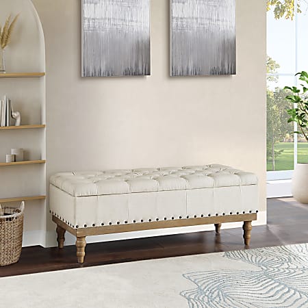 Office Star Landis Wood Storage Bench Linen - Office Depot