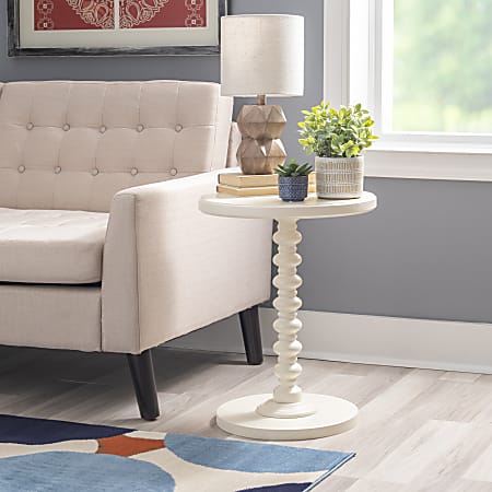 Powell Jarsky Round Spindle Side Table 22 14 H x 17 W x 17 D Off White ...