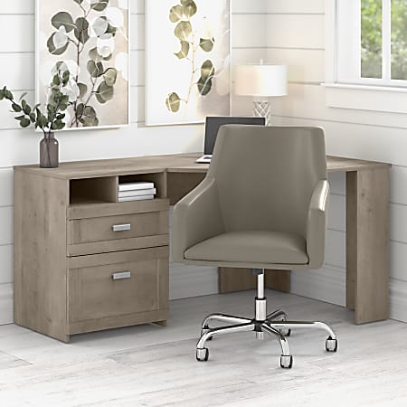 Bush Business Furniture Wheaton 60 W Reversible Corner Desk With Storage Driftwood Gray Standard Delivery Office Depot