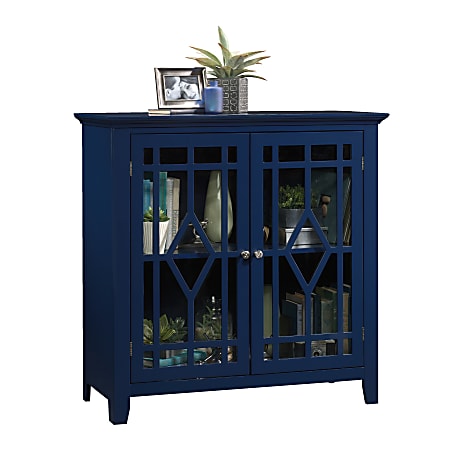 Sauder Shoal Creek Display Cabinet 2 Shelves Indigo Blue Office Depot