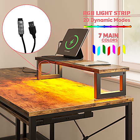 Bestier 59 W L Shaped Corner Desk With Monitor Stand Storage Shelf Side ...