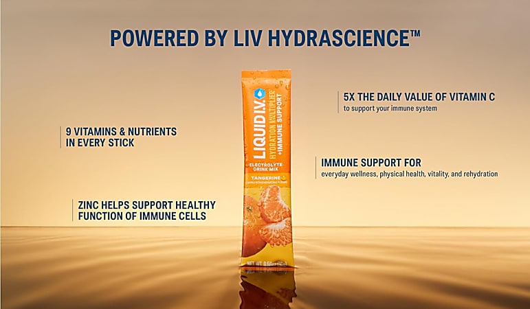 Liquid IV Hydration Multiplier Immune Support Drink Mix 0.56 Fl Oz ...