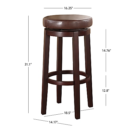 Linon Alice Backless Faux Leather Swivel Bar Stool Brown - Office Depot