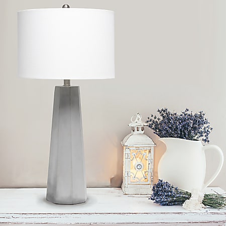 Lalia Home Concrete Pillar Table Lamp 30 12 H White ShadeGray Base ...