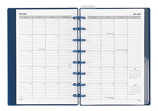 TUL Discbound WeeklyMonthly Student Planner Junior Size Blue July 2022 ...