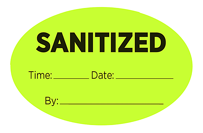 COSCO Pre Printed Labels Sanitized 2 x 3 Fluorescent Chartreuse Pack Of ...