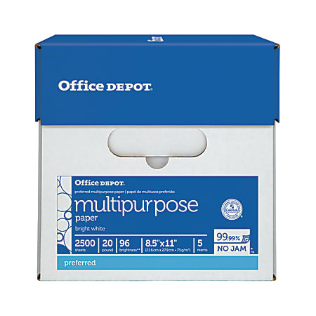 Office Depot Multi Use Printer Copy Paper 5 Reams White Letter 8.5 x 11 ...