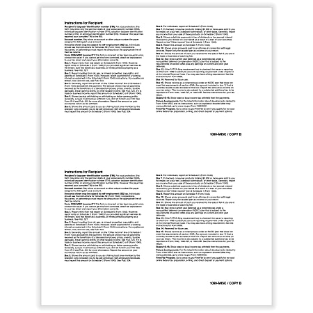 ComplyRight 1099 MISC Blank Tax Forms 2 Up 8 12 x 11 Pack Of 100 Forms ...