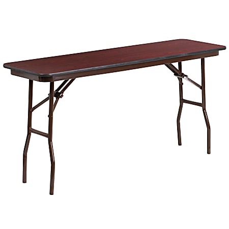 Flash Furniture Folding Training Table 30 H x 18 W x 60 D Mahogany ...
