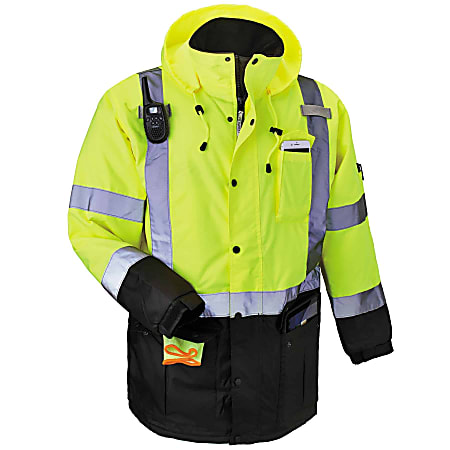 Ergodyne GloWear 8384 Type R Class 3 Polyester Thermal Parka Large Lime ...