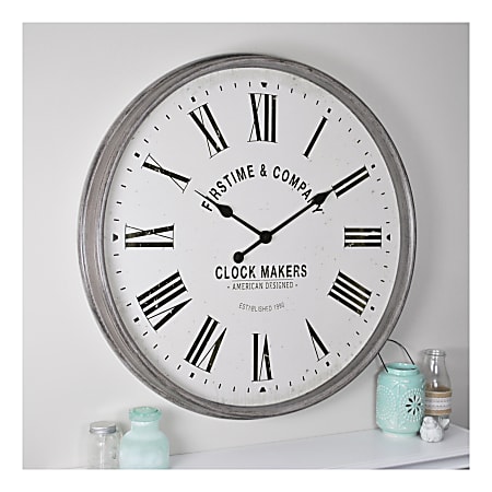 FirsTime Co. Paramount Wall Clock Aged GrayCream - Office Depot