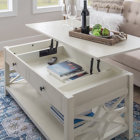 Linon Camille Wood Lift Top Coffee Table 20 H x 44 25 W x 32 14 D ...