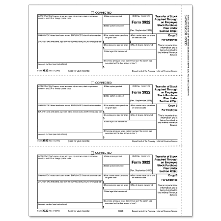 ComplyRight 3922 InkjetLaser Tax Forms Employee Copy B 8 12 x 11 Pack ...
