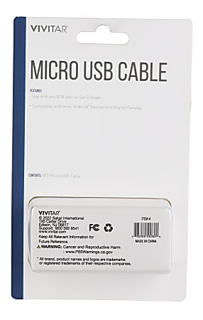 Vivitar USB A To Micro USB Cable 6 Black NIL5006 BLK STK 24 - Office Depot