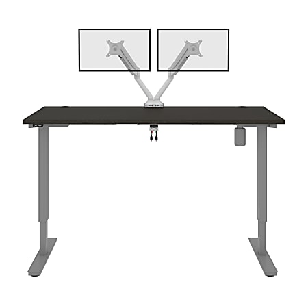 Bestar Upstand Electric 60 W Standing Desk With Dual Monitor Arm Deep ...