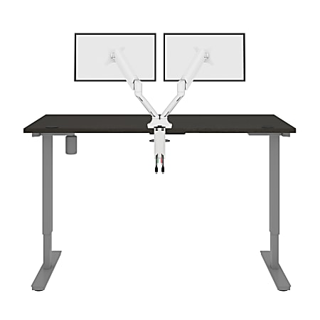 Bestar Upstand Electric 60 W Standing Desk With Dual Monitor Arm Deep ...