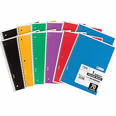 Mead Spiral Notebooks 1 Subject College Ruled 70 Sheets Tan Pack Of 12 ...