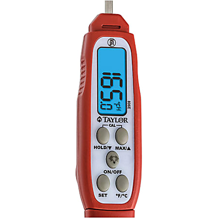 Taylor Digital Thermometer Water Proof Red - Office Depot