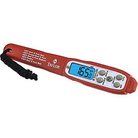 Taylor Digital Thermometer Water Proof Red - Office Depot