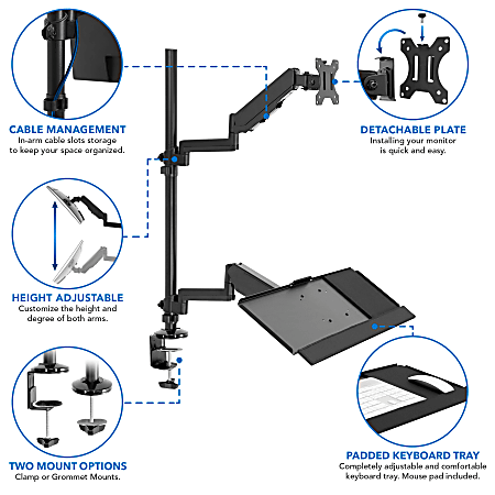 Mount It Single 32 Monitor Sit Stand Desk Mount with Keyboard Tray ...