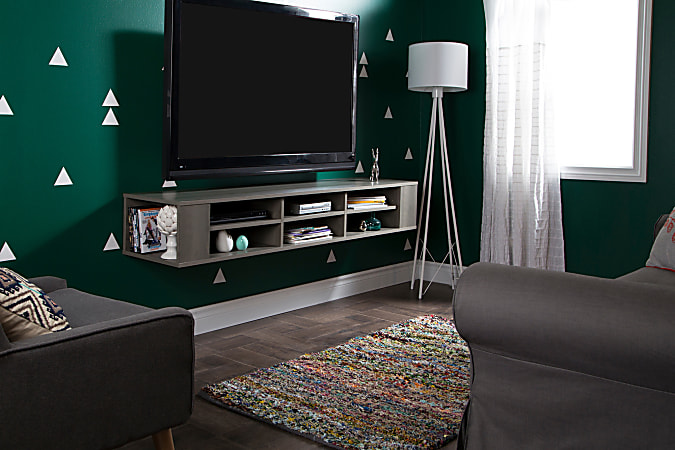 South Shore City Life 66 Wide Wall Mounted Media Console Gray Maple ...