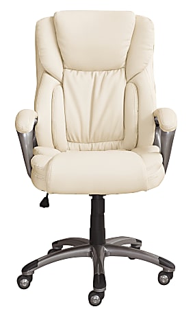 Serta Works Ergonomic Bonded Leather High Back Office Chair American BeigeSilver ODP Business Solutions