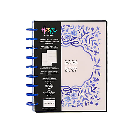 Happy Planner MonthlyWeekly Classic Disc Bound Academic Planner 7 x 9 ...