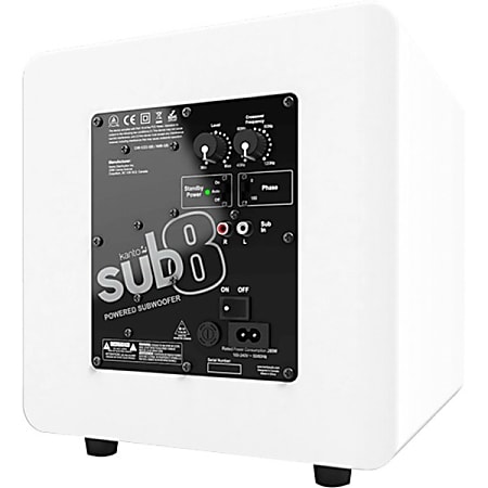 Kanto SUB8 Subwoofer System 150 W RMS Matte White Desktop 35 Hz to 175 Hz - Office Depot