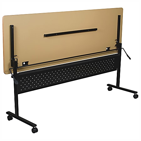 Lorell Flipper Training Table Rectangle Teak - Office Depot