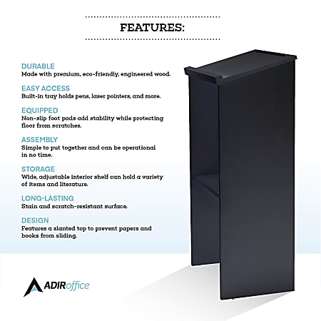 Alpine AdirOffice Stand Up Floor Podium Lectern 45 1316 H x 23 W x 15 D ...